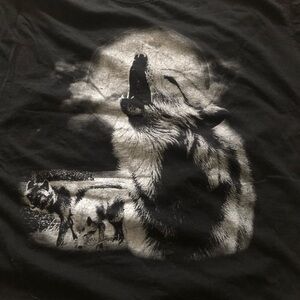 Vintage | Shirts | Vintage Howling Wolf Black Graphic Short Sleeve Tee ...